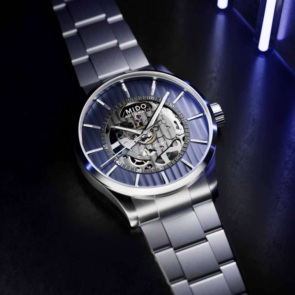 Mido Multifort Skeleton Vertigo Blue ความงามบนหน้าปัดเปลือย
